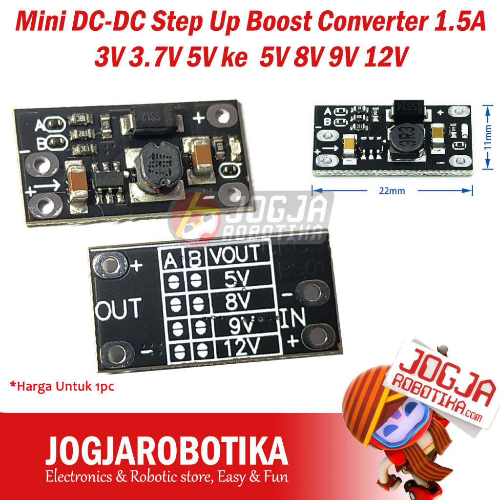 Jual Mini DC-DC Step Up Boost Converter 1.5A 3V 3.7V 5V ke 5V 8V 9V 12V | Shopee Indonesia