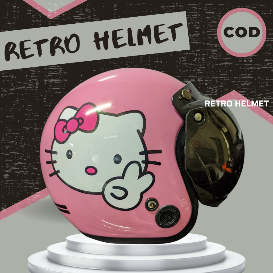 Jual Helm Bogo Motif Hello Kitty Pink Wanita Pria Dewasa Full Leher ...