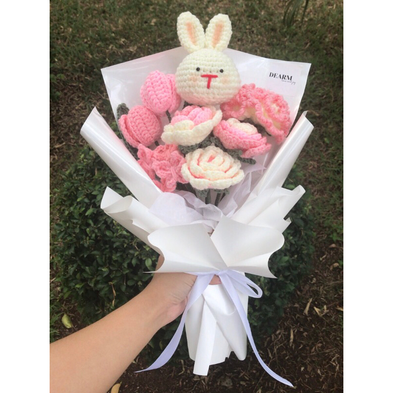 Jual DEARM - BUNNIES - Bunny Crochet Bouquet Flower | Bouquet Rabbit ...