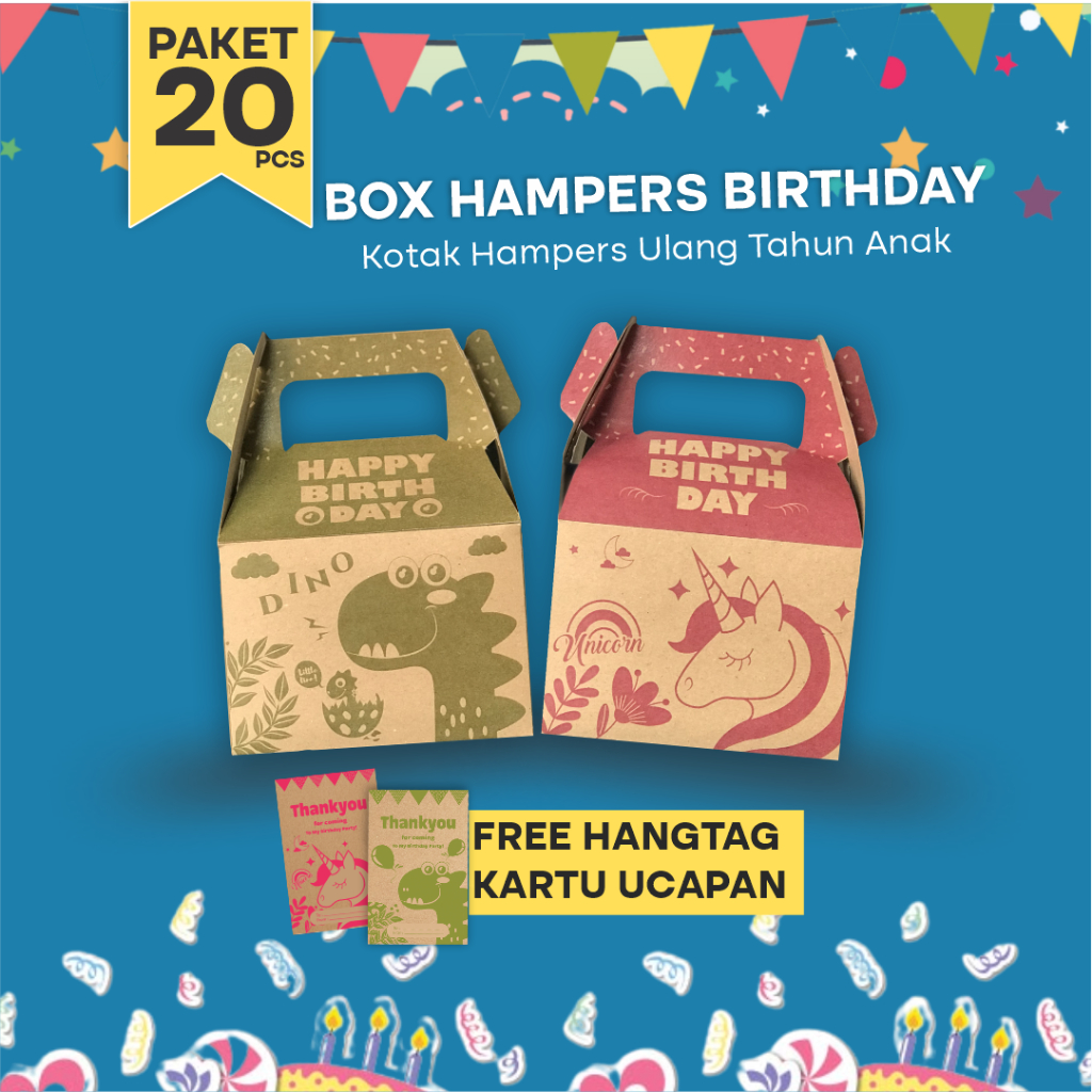 Jual Gift Box Ulang Tahun Anak 20pcs / Gable Box Bingkisan Snack Ultah ...