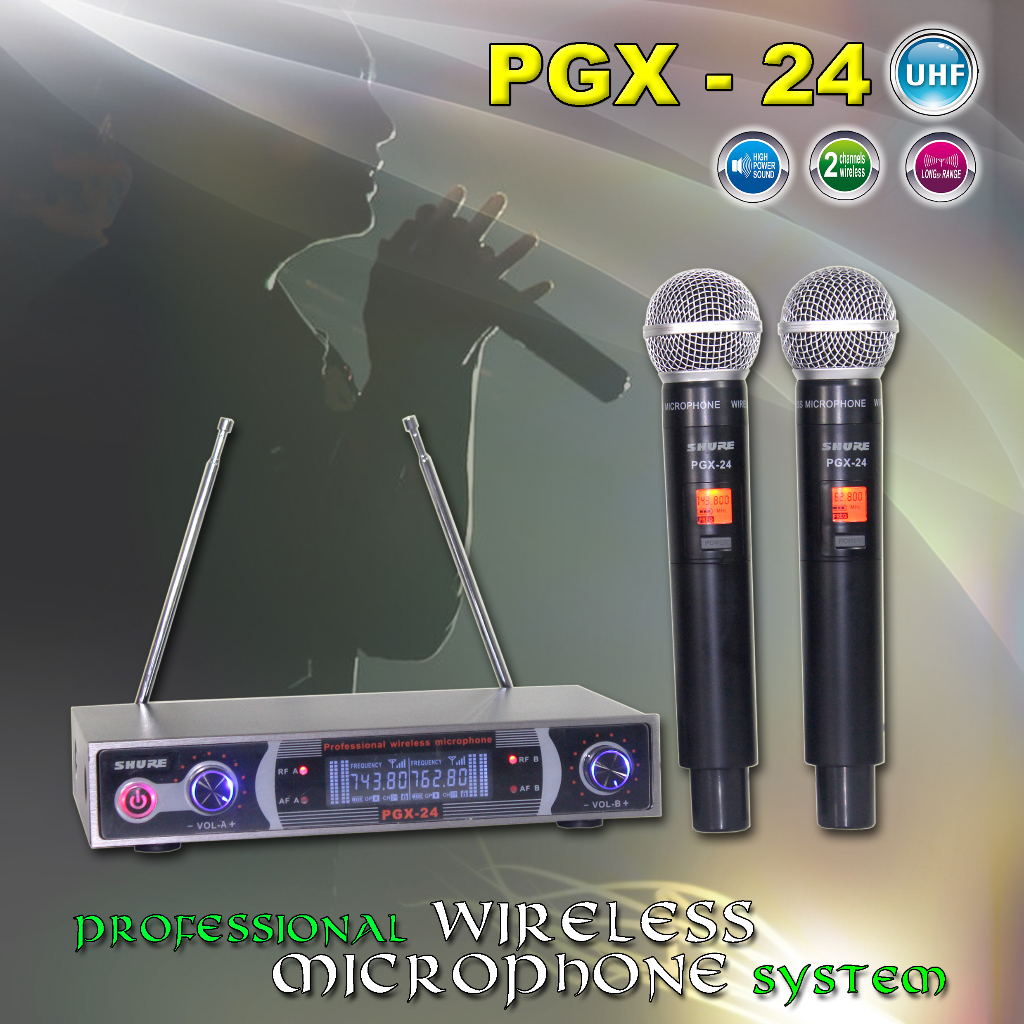 Jual Mic Wireless PGX 24 / Professional Microphone Wireless UHF PGX24 ...