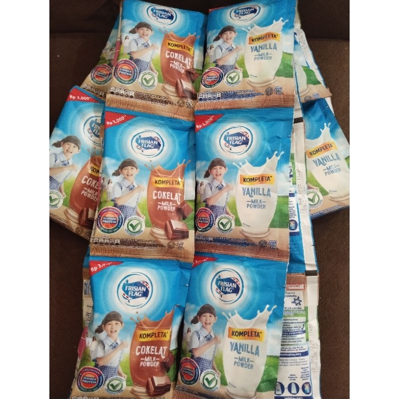 Jual Frisian flag kompleta renceng 10 sachet coklat/vanilla | Shopee ...