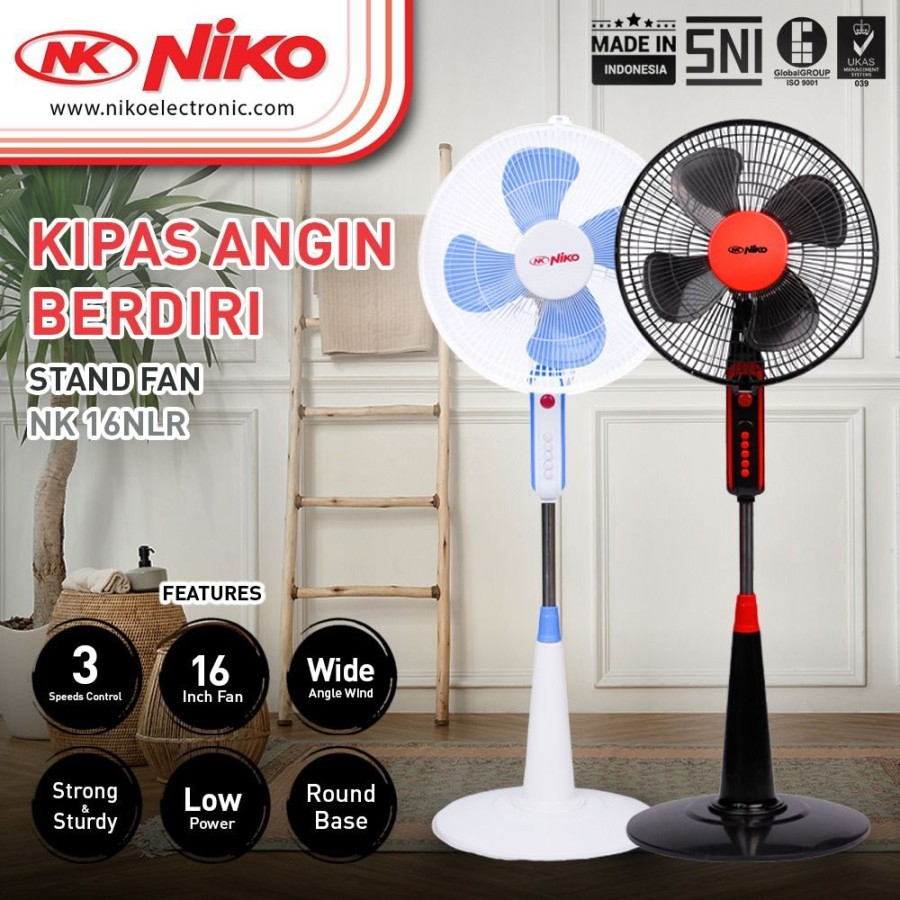 Jual Kipas Angin Niko 16NLR Stand Fan 16 Inch Kaki Bulat NK-16NLR ...