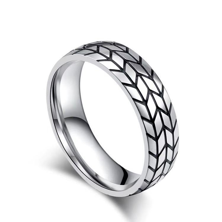 Jual Cincin Pria Silver Simple Motif Ban Simple Men Ring Fashion Kpop ...