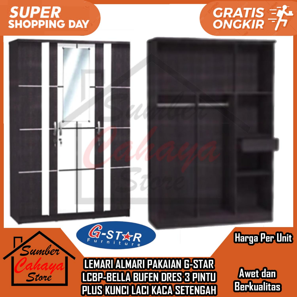 Jual [Instan] LEMARI ALMARI PAKAIAN G-STAR LCBP-BELLA BUFEN DRES 3 ...