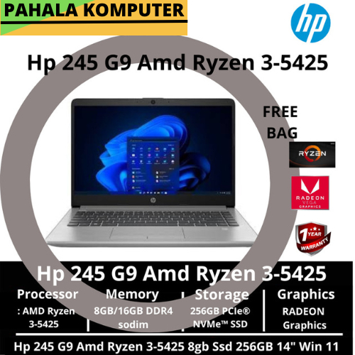 Jual LAPTOP Hp 245 G9 Amd Ryzen 3-5425 8gb Ssd 256GB 14" Win 11 RESMI ...