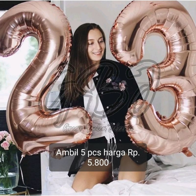 Jual Balon Foil Angka JUMBO - 100cm (Gold, Silver, Rosegold, Hitam ...