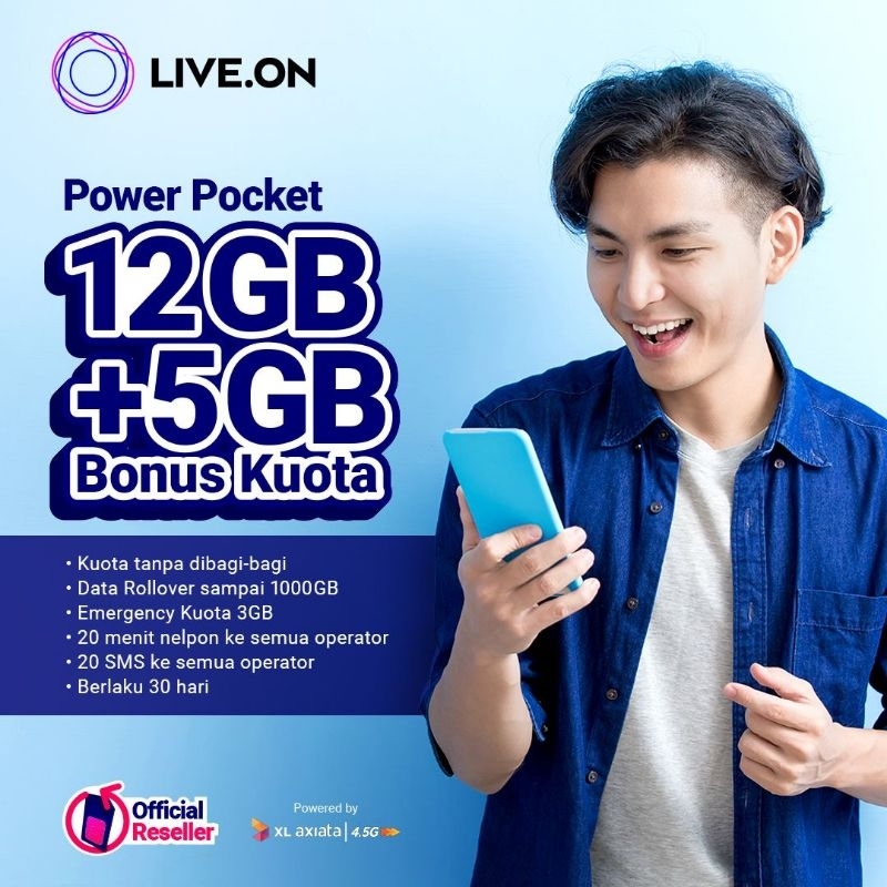 Jual KARTU PERDANA LIVE ON BY XL POWER POCKET 12GB + 5GB (30 hari ...