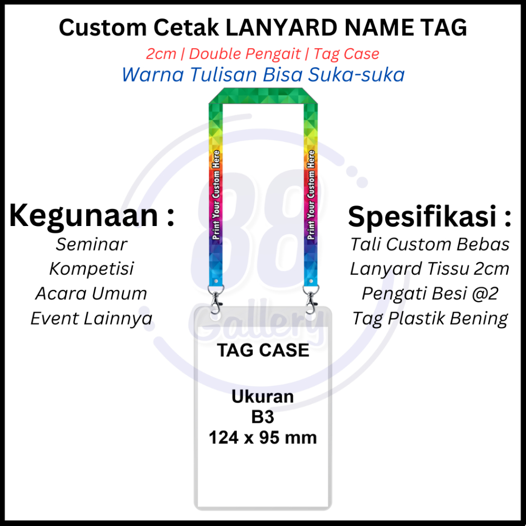 Jual [2cm] Cetak Custom Tali Lanyard Name Tag Dada / Kalung Name Tag ID ...