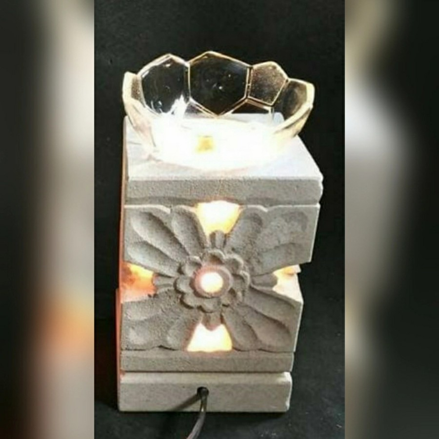 Jual Lampu Pemanas Tungku Aromaterapi Batu Alam Model Bunga Mekar ...