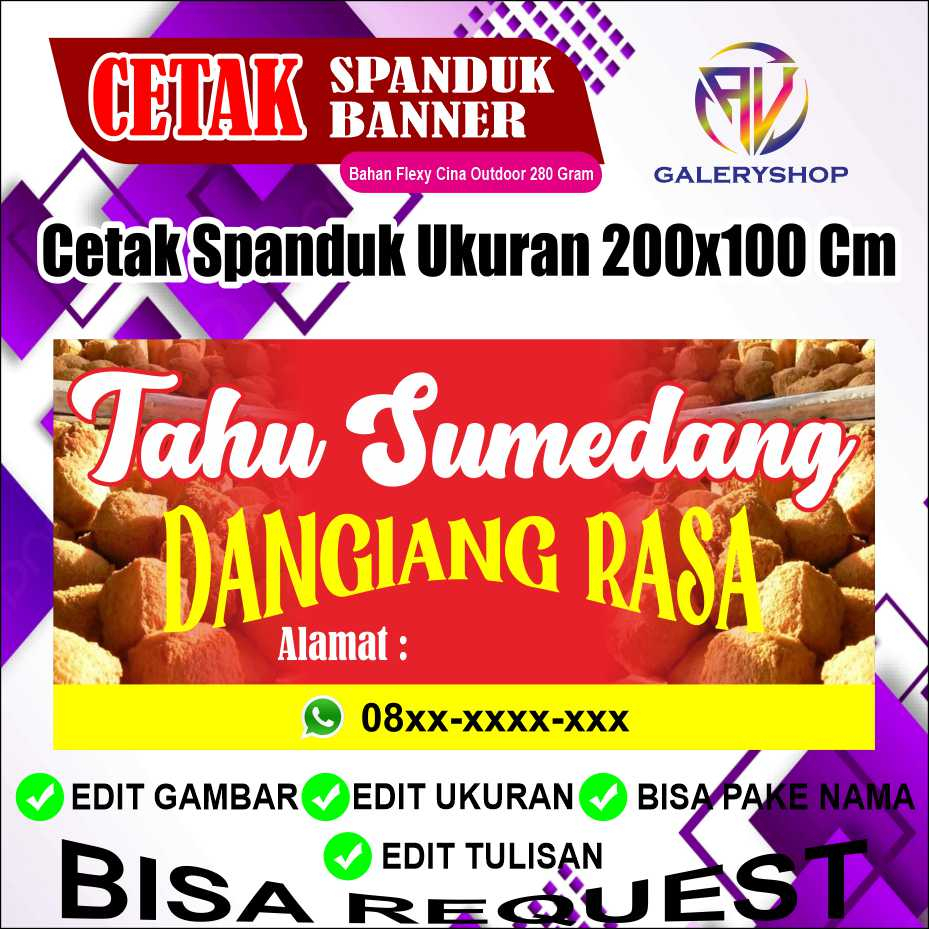 Jual spanduk banner jualan tahu dll. 200x100 cm | Shopee Indonesia