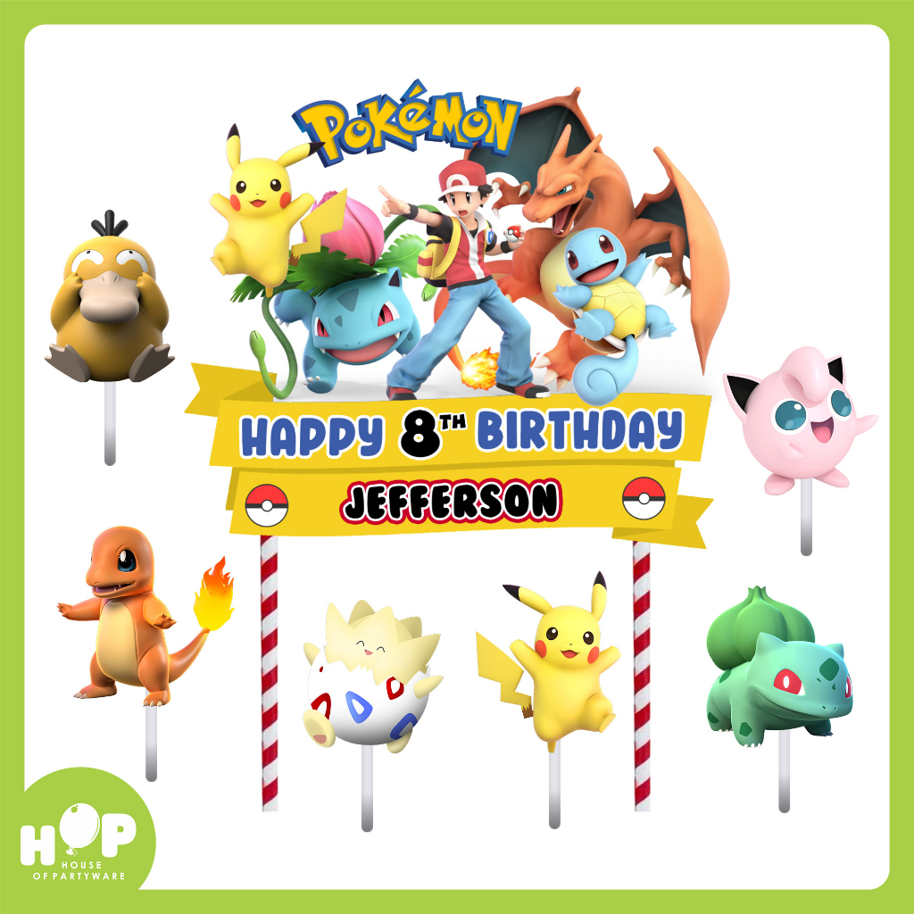 Jual Topper Cake Pokemon + Custom Nama / Hiasan Kue Ulang Tahun ...