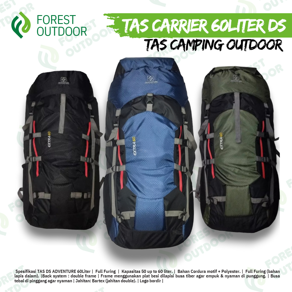 Jual Tas carrier 60liter Ds Adventure /carrier 60l / tas gunung 60 ...