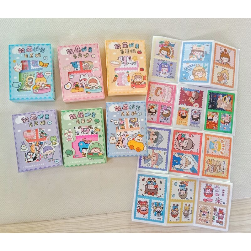 Jual Stiker dus kecil sticker model perangko isi 24pcs | Shopee Indonesia
