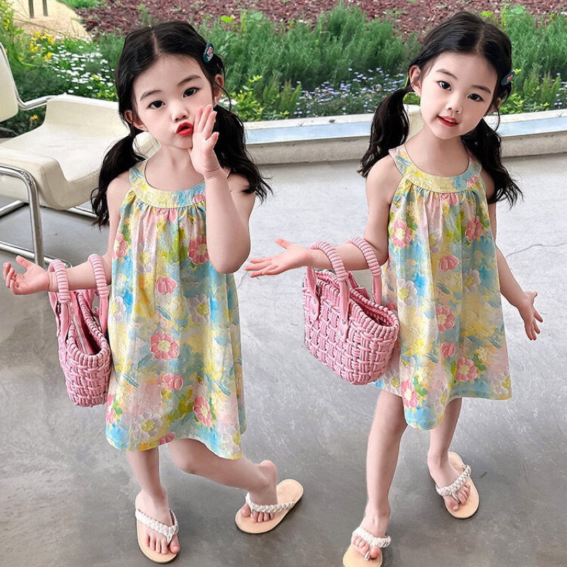 Jual Dress impor summer anak perempuan motif floral korean style model ...