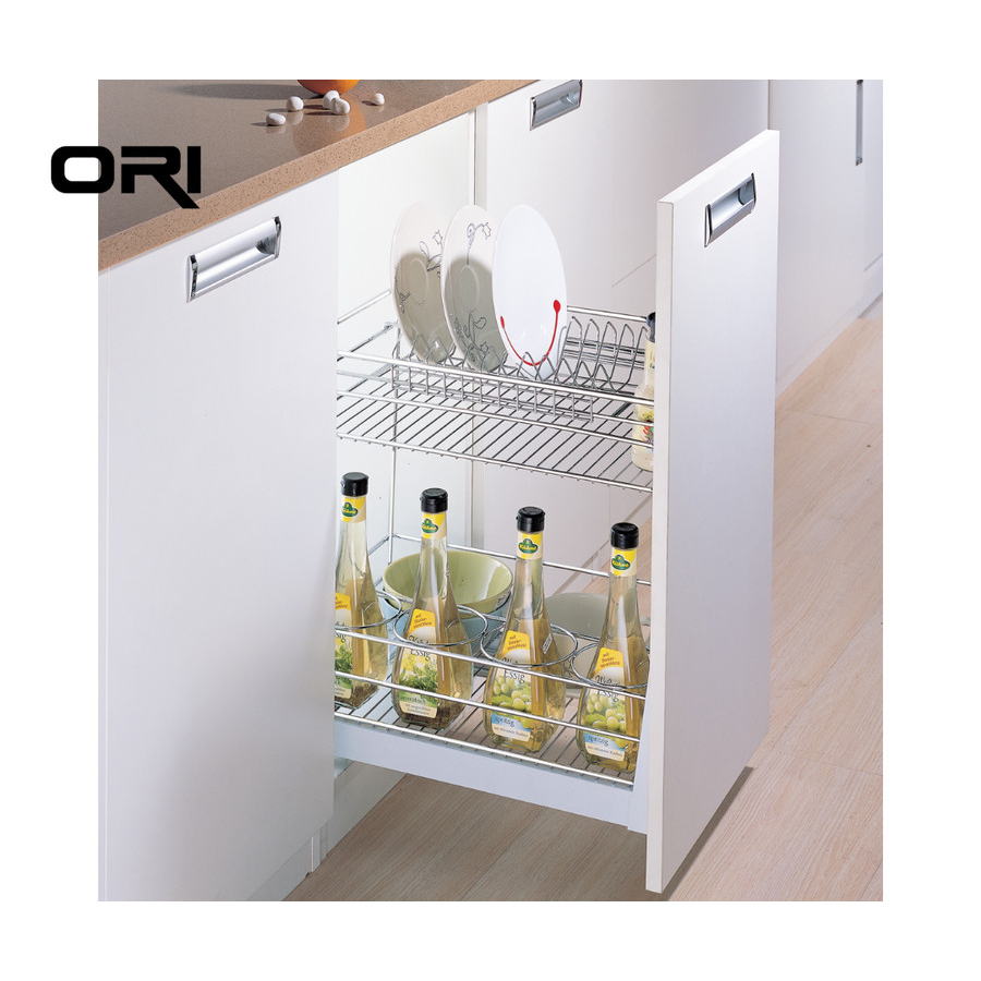 Jual Rak Piring Tarik dan Botol Chrome Steel / Rak kitchen set lemari ...