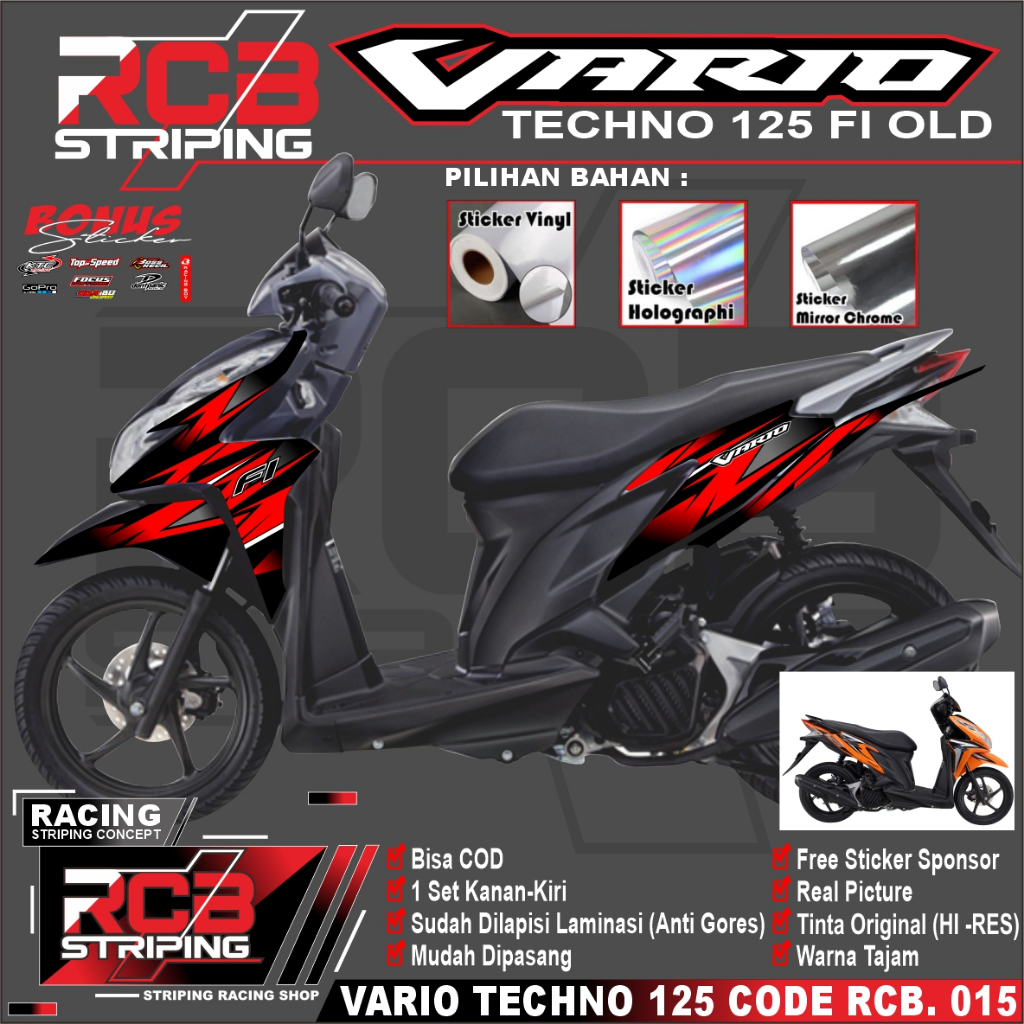 Jual (COD) STRIPING VARIO 125 FI OLD TAHUN 2012-2013-2014 LIST STICKER VARIASI VARIO TECHNO CODE ...
