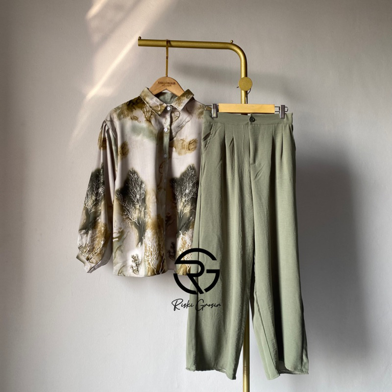 Jual RIFANI One Set Kemeja dan Celana Kulot Setelan Wanita Kekinian ...