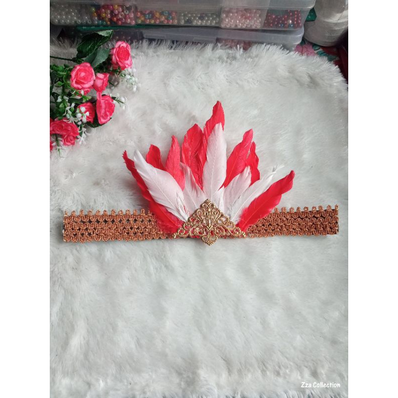 Jual bandana merah putih,bandana bulu,bando merah putih,aksesoris ...