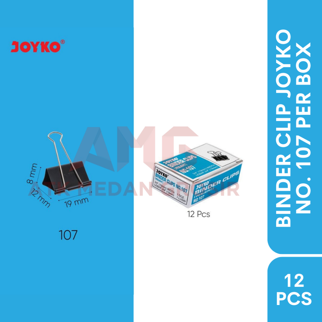 Jual BINDER CLIP JOYKO NO.107 | KLIP KERTAS HARGA PER BOX (12 PCS ...
