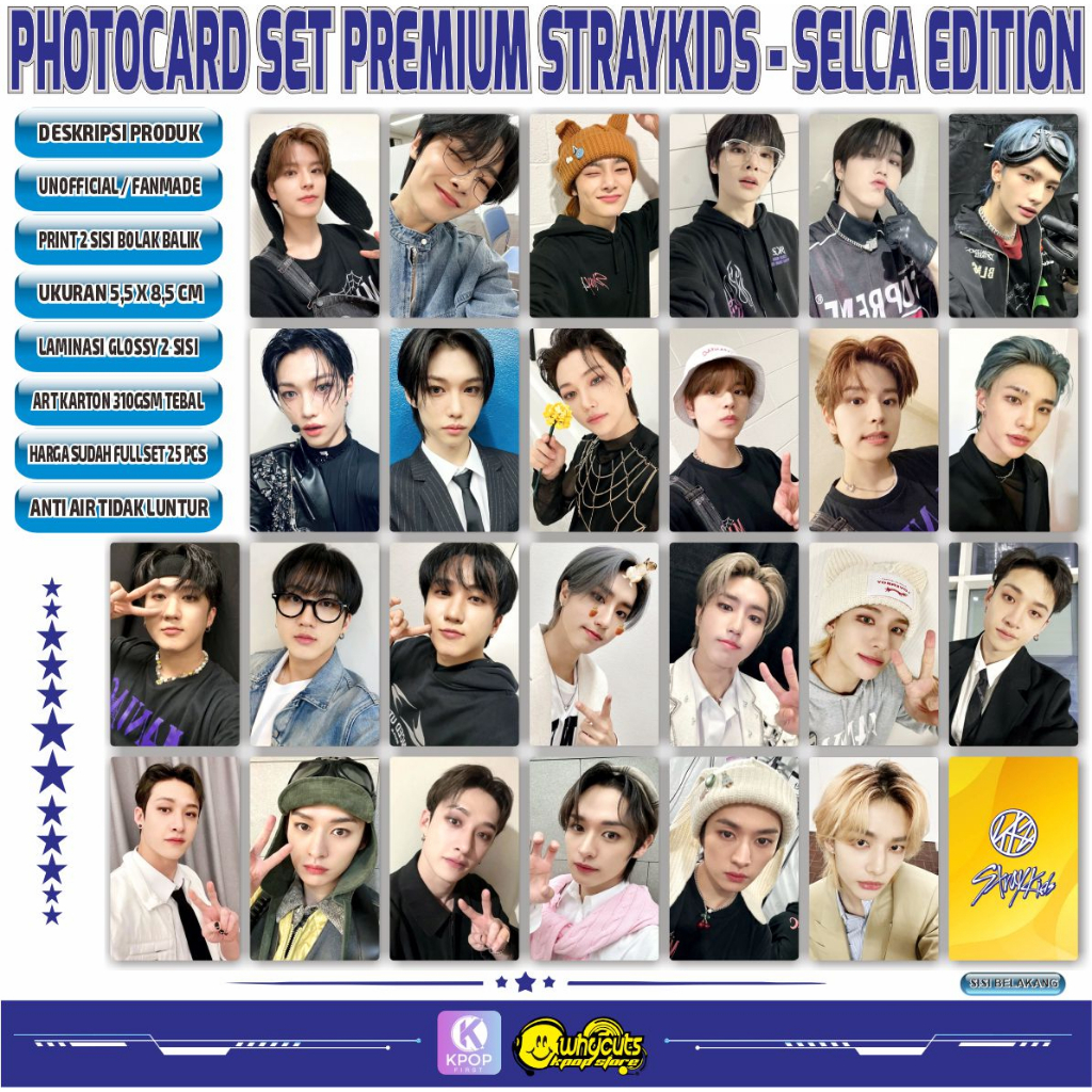Jual Unofficial Photocard Premium Straykids / Print 2 sisi bolak balik / Laminasi glossy / anti ...