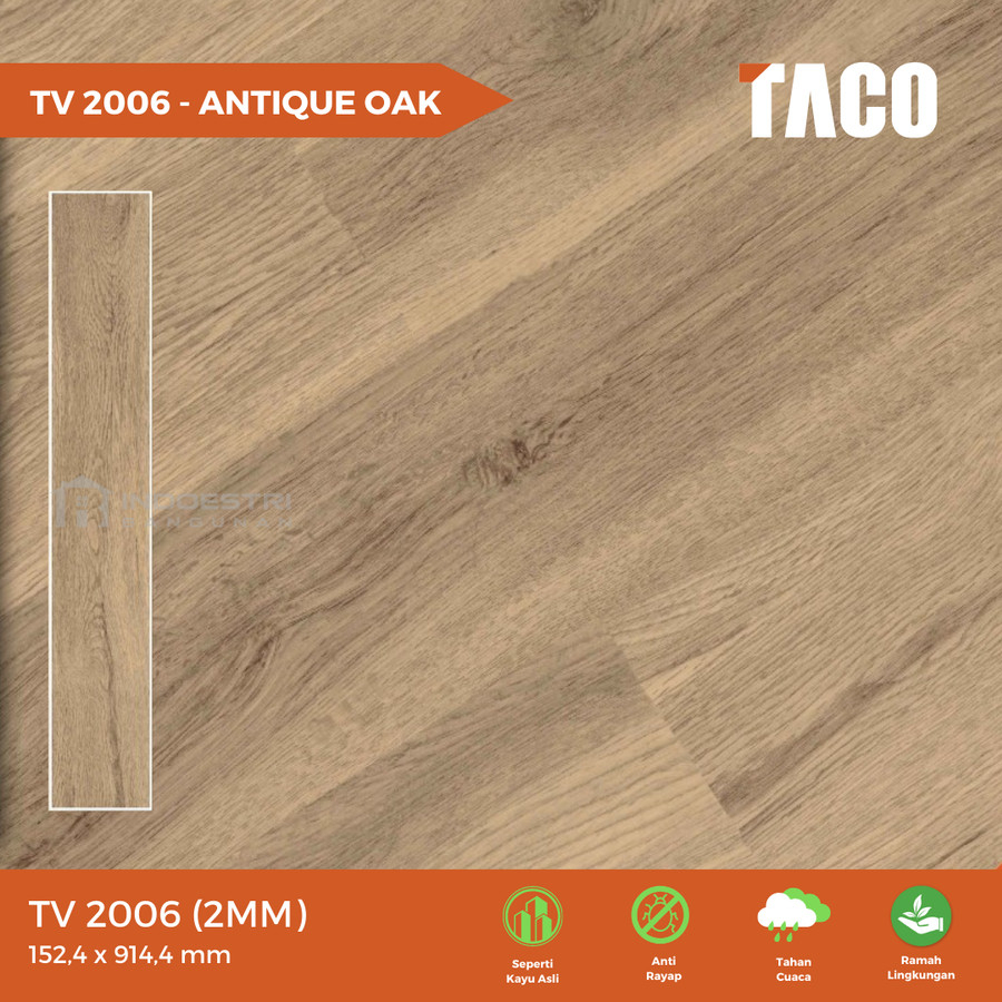 Jual TACO Lantai Vinyl 2mm TV 2006 Antique Oak / Lantai Motif Kayu Taco | Shopee Indonesia