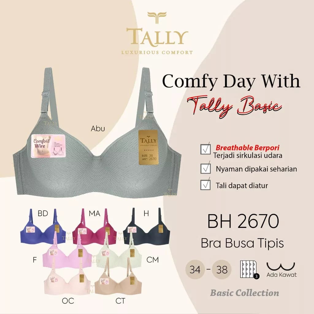 Jual TALLY BRA BH 2670 | CUP B | SIZE 34-38 | BUSA TIPIS | ADA KAWAT ...