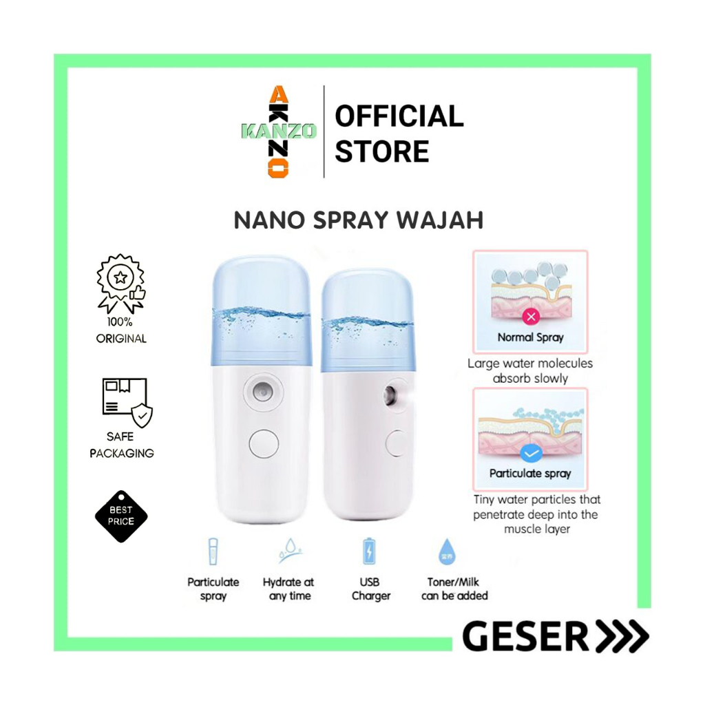 Jual Kanzo - Nano Mist Spray Portable Facial Cooling Moisturizer / Semprotan Air Wajah USB ...