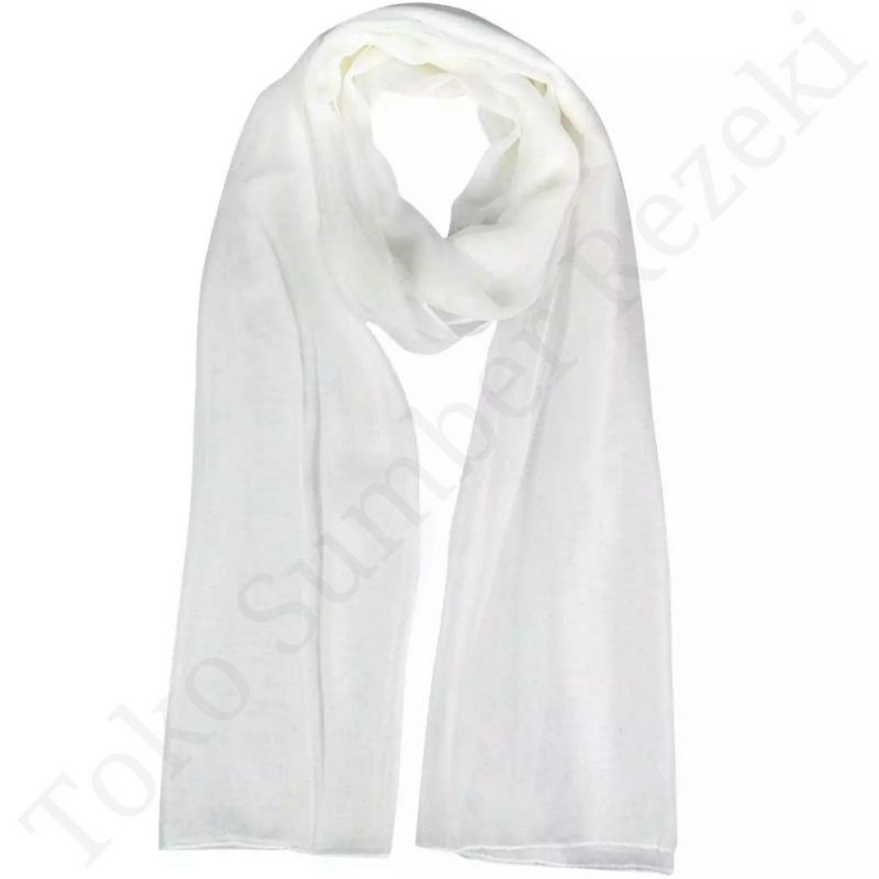 Jual Syal Putih White Selendang Katun Plain Shawl Scarf Sifon Retro ...