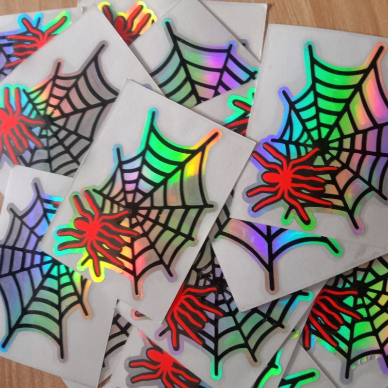 Jual stiker laba-laba stiker hologram pelangi stiker cutting hologram ...