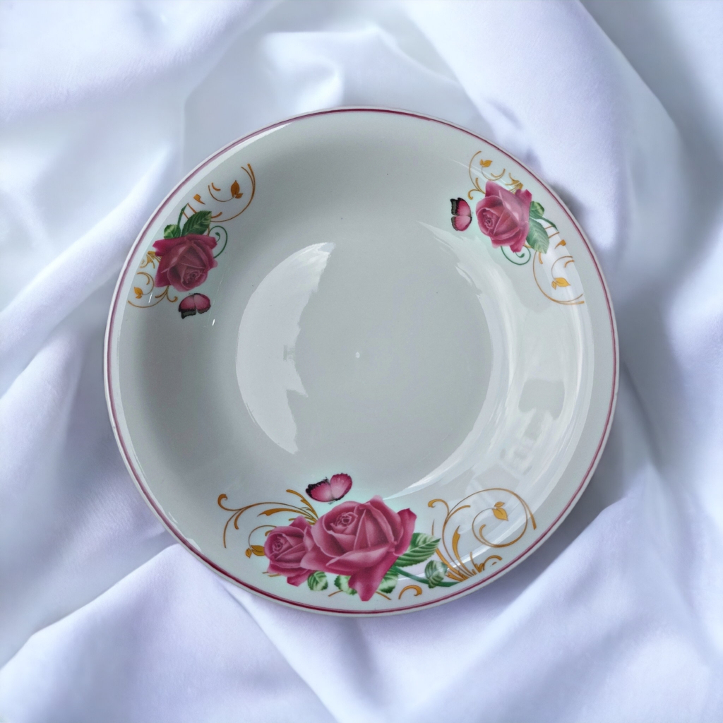 Jual PIRING MAKAN KERAMIK BESAR 9,25 inch PSF PIRING ORCHID BUNGA BATU ...