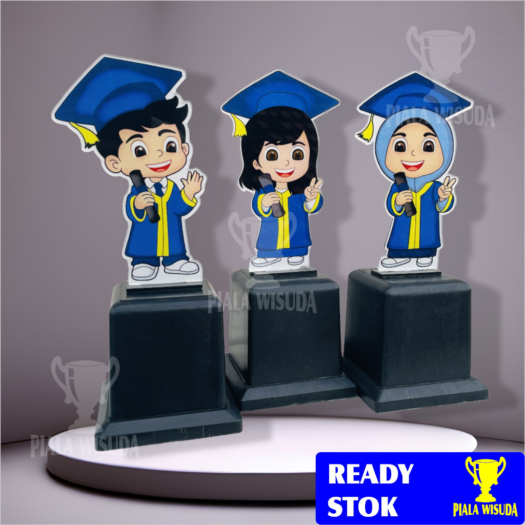 Jual Piala wisuda ( WARNA BIRU ) termurah piala wisuda hijab, piala ...