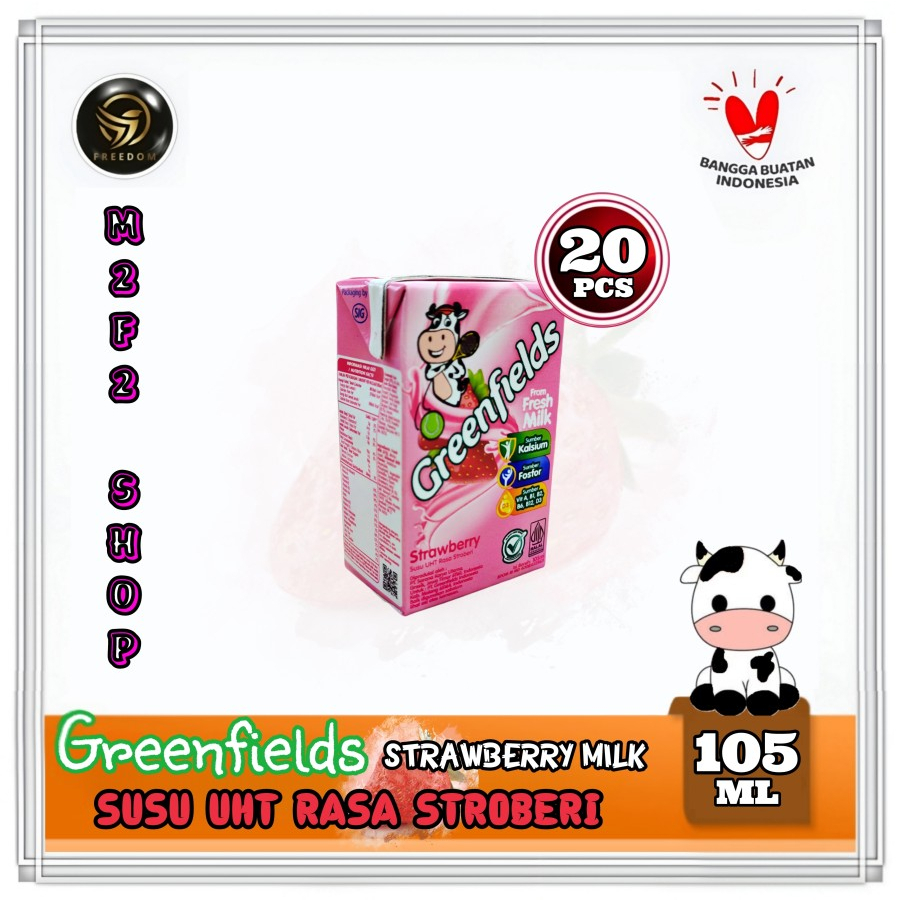 Jual Greenfields Susu Kotak UHT Strawberry Milk | Stroberi - 105 ml (Kemasan 20 Pcs) | Shopee ...