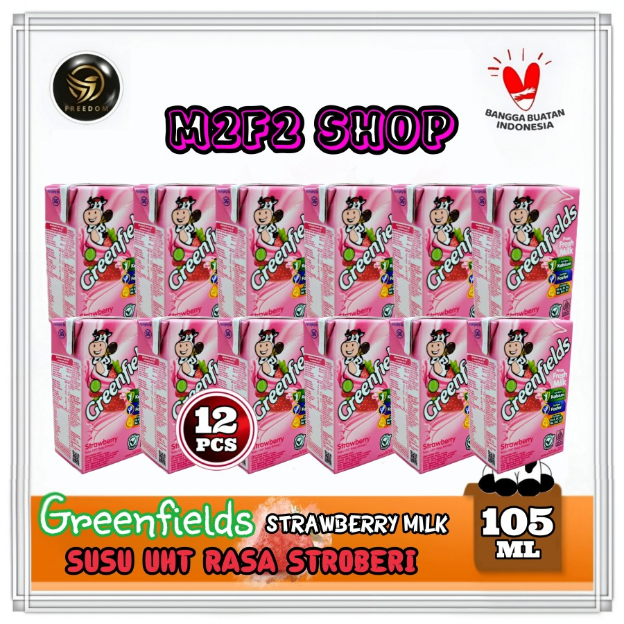Jual Greenfields Susu Kotak UHT Strawberry Milk | Stroberi - 105 ml (Kemasan 12 Pcs) | Shopee ...
