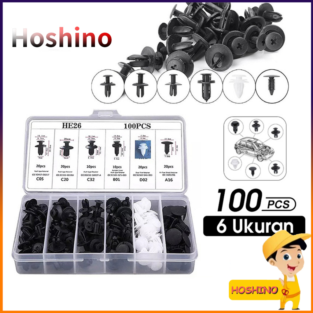 Jual HOSHINO【100PCS】Baut Rivet Mobil/Universal Klip Bumper Baut Plastik ...