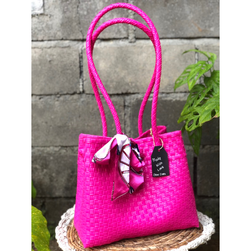 Jual TAS JALI FUCHIA /TAS JALI SIZE M/TAS ANYAMAN PLASTIK MAGENTA ...