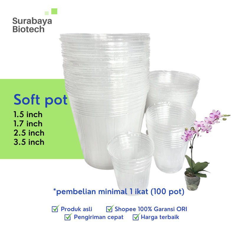 Jual Soft pot plastik 1.5 inch (per 100 pot) anggrek greenhouse supply ...