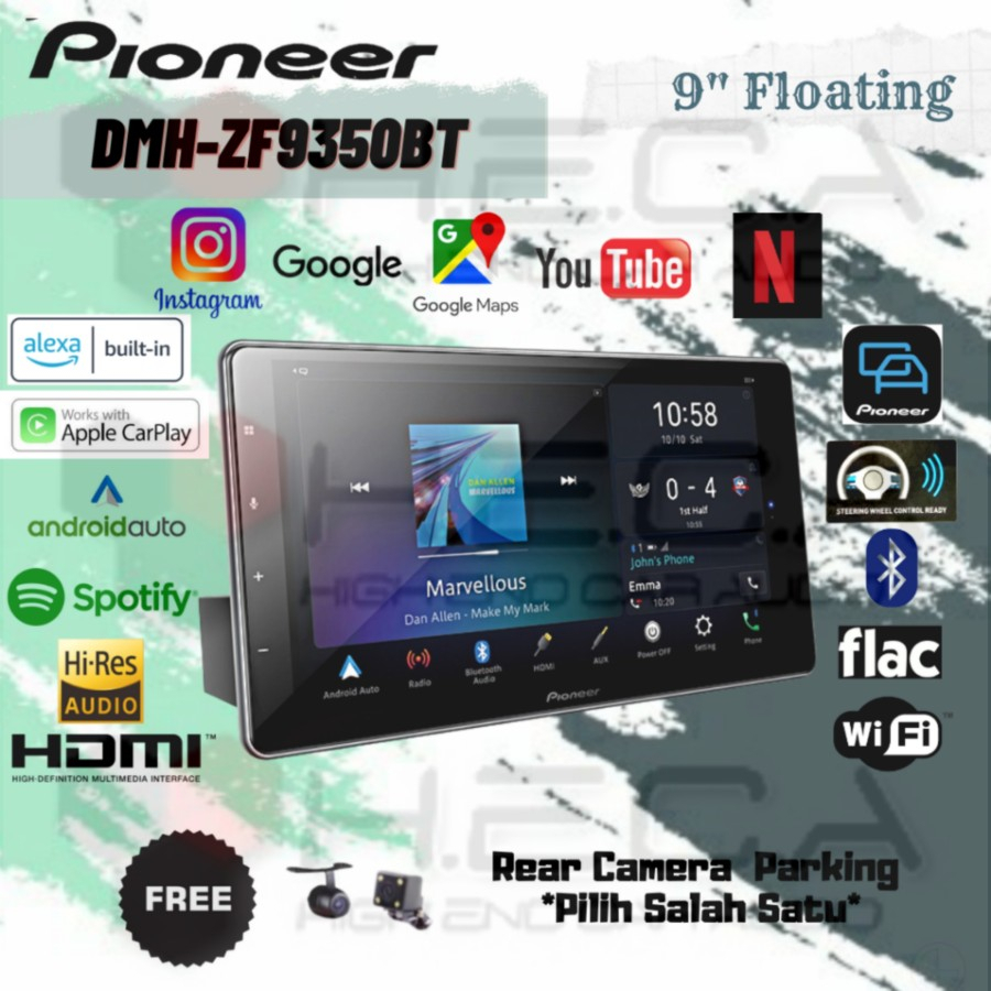Jual Pioneer DMH-ZF9350BT Floating Head Unit 9" Inch Single Din ...