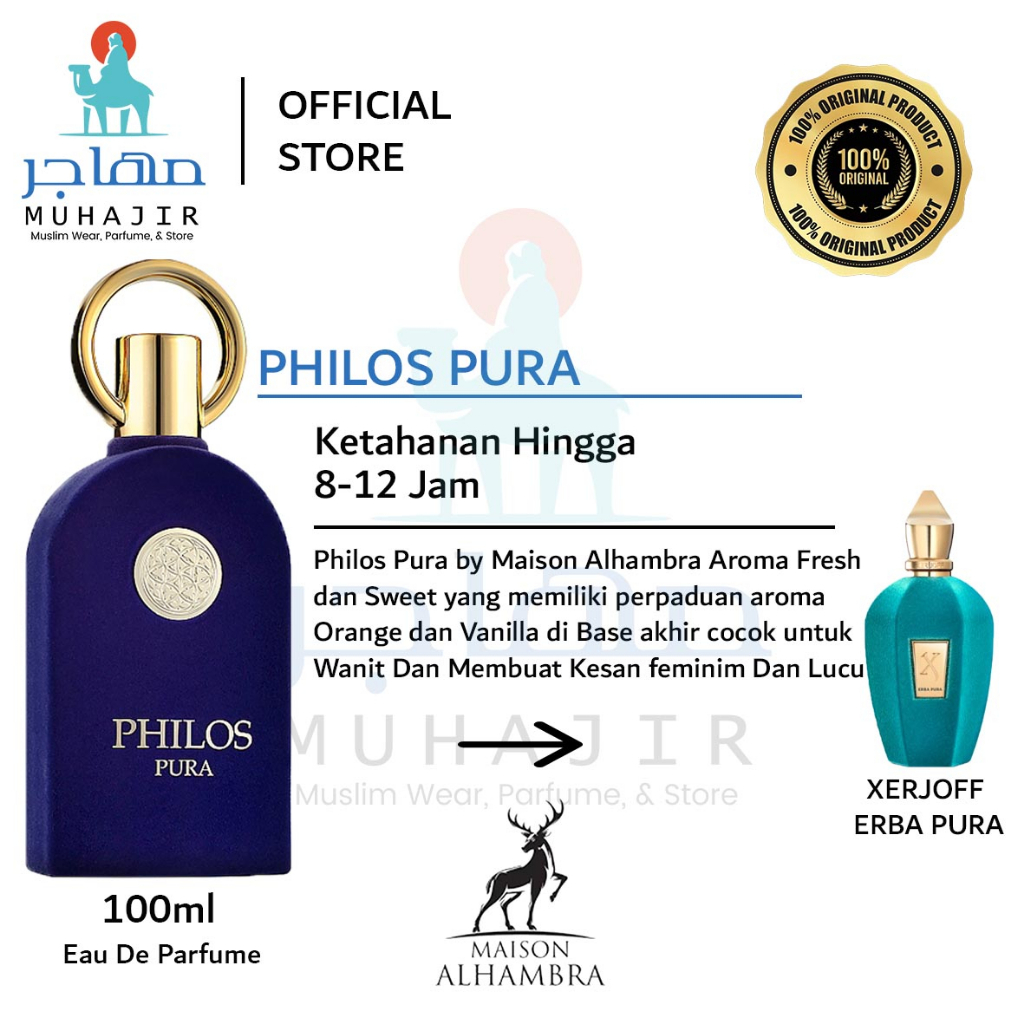Jual Parfum Philos Pura Dubai Premium maison alhambra Woman/ Cewek ...
