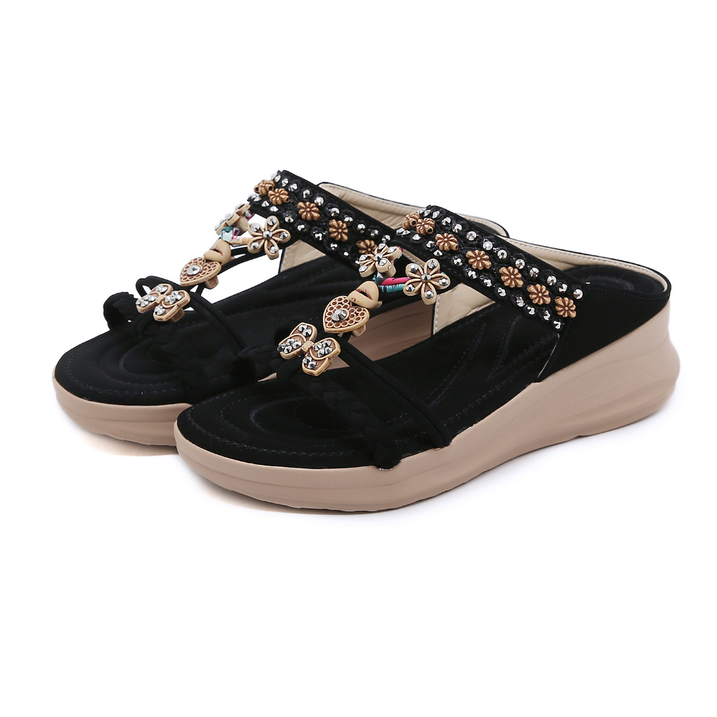 Jual Bozka Sandal Wedges Flower TVS11 | Shopee Indonesia