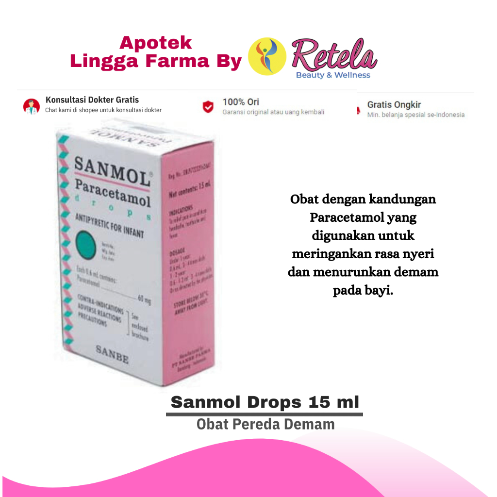 Jual Sanmol Paracetamol Drop 15ml/PARACETAMOL/Penurun panas/Demam/Anak ...