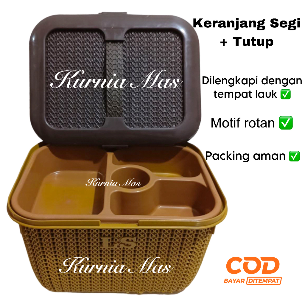 Jual Keranjang Segi Tutup Dengan Tempat Lauk Keranjang Berkatan Besek ...