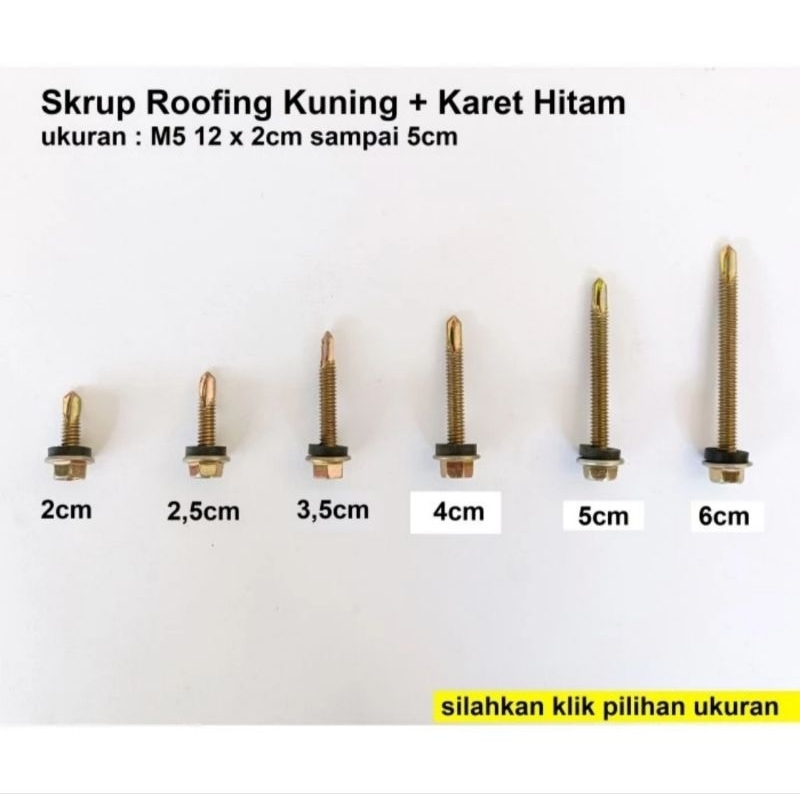 Jual Skrup Sekrup Roofing Baja Ringan Kuning Karet M5 12 x 2 cm 2,5 cm 3,5 cm 4 cm 5 cm 6cm ...
