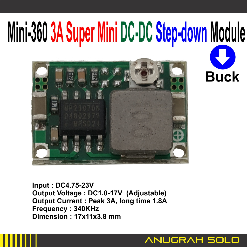 Jual Mini 360 Micro Step Down MP2307 Buck Regulator Stepdown Module ...