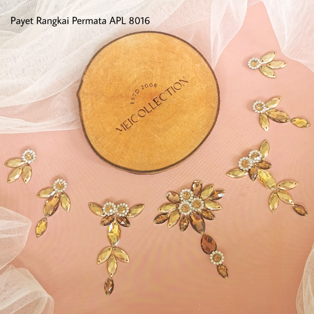 Jual Payet bunga 3d payet rangkai permata APL 8016 kebaya | Shopee ...
