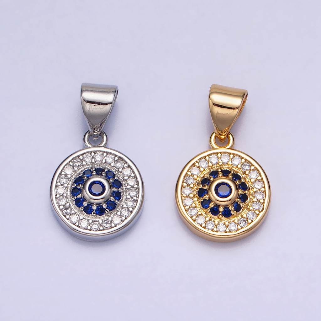 Jual Modan - Blue Sapphire Micro Pave Round Pendant Liontin Berlian ...