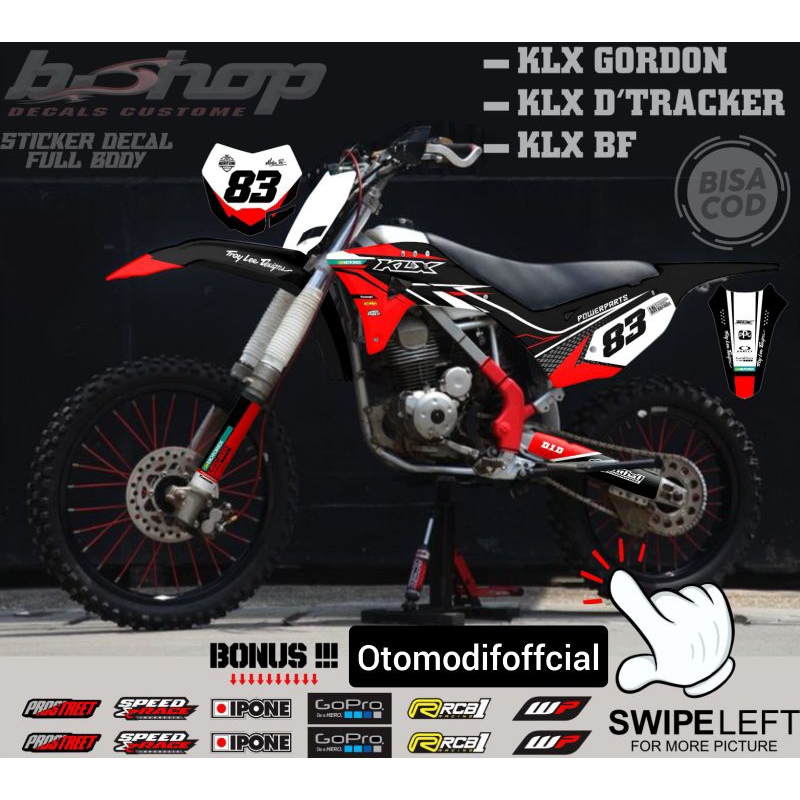 Jual Stiker decal trail klx gordon dtracker bf merah putih 83 motif ...