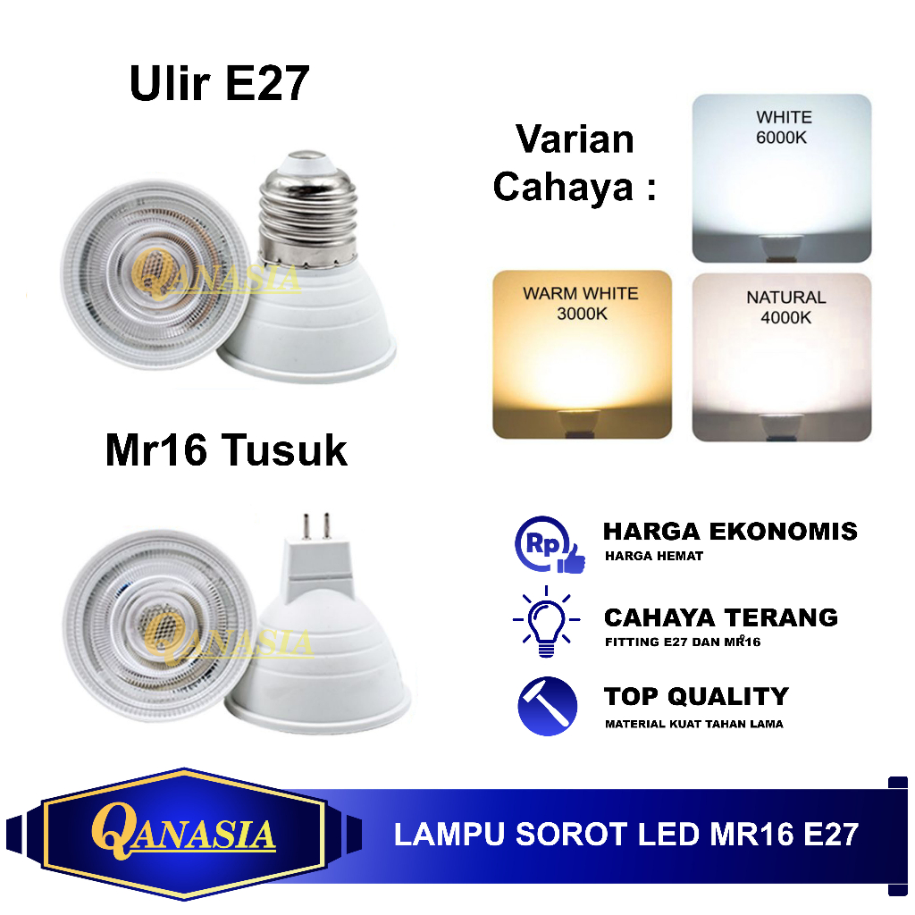 Jual Lampu LED Sorot Fitting E27 MR16 Spotlight Terang 3W 5W 7W 12W | Shopee Indonesia