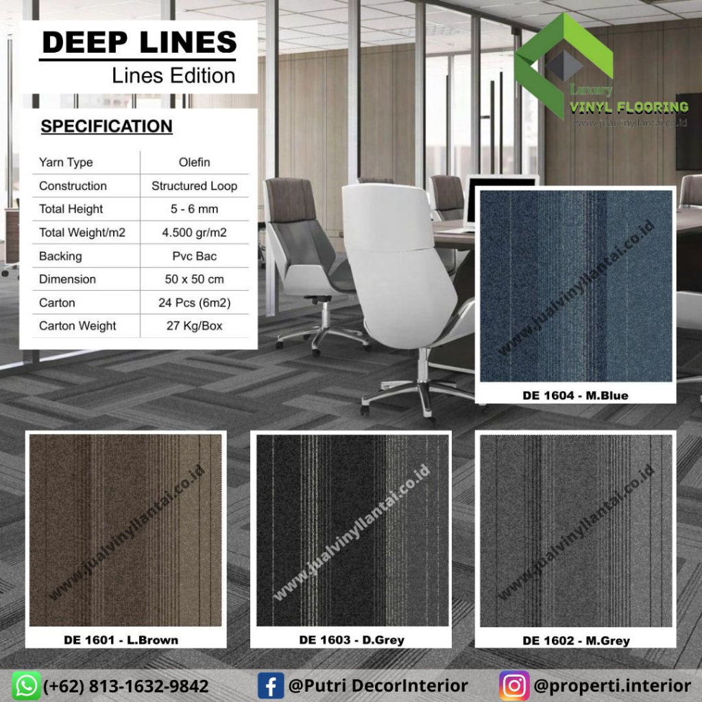 Jual Karpet tile Deep Lines uk 50cm x 50m tebal 5-6mm | Shopee Indonesia