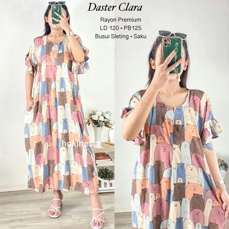 Jual Daster Clara Rayon Premium Panjang Sematakaki Busui Sleting Jumbo ...